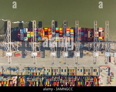 A top down view of Thames Gateway container port Stock Photo - Alamy