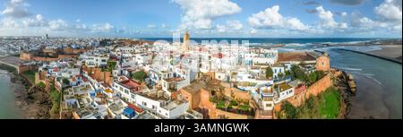 Aerial drone view of Rabat, Morocco. Martyr cemetery located on the ...