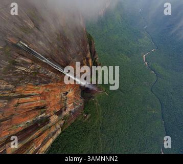 Aerial view above of Angel Falls, Venezuela Stock Photo - Alamy