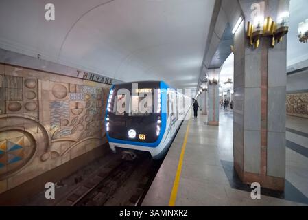 Tashkent, Uzbekistan – March 23, 2025, Inside the Kosmonavtlar Metro ...