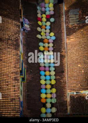 Colorful umbrellas in Guatape Colombia Stock Photo - Alamy