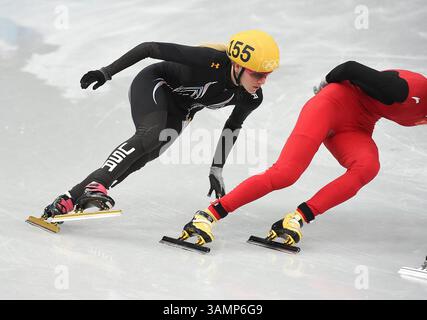 USA's Emily Scott (155) competes during the women's 1000 meter speed ...