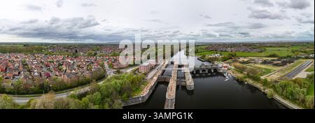 Aerial image of Irlam Locks and Manchester Shipping Canal Stock Photo ...