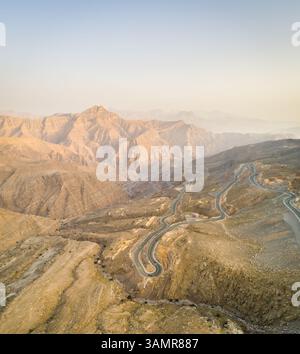 Aerial view of Jebel Jais rocky mountains in Ras Al Khaimah, United ...