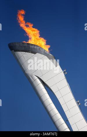 The Olympic torch burns at the Winter Olympics in Sochi, Russia ...