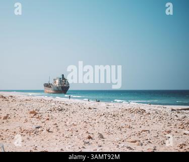 Abandoned shipwreck on the sandy shores of Delisha Beach, Socotra ...