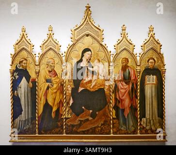 Madonna col Bambino con S. Domenico e S. Caterina da Siena - olio su ...