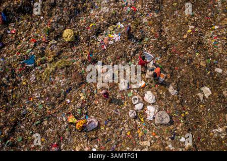 Aerial view of Mutual waste treatment plant, a quarry in Dhaka ...