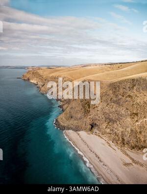 Aerial view of beautiful Rapid Bay Beach with rugged cliffs and ...