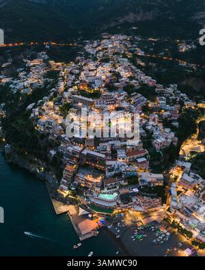 Aerial view of Positano at night, Amalfi Coast, Italy Stock Photo - Alamy