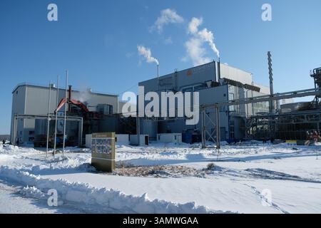 Metal structures around the ore processing plant. General view of the ...
