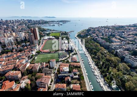 Aerial view of Fenerbahce football fields in Kadikoy, Istanbul, Turkey ...