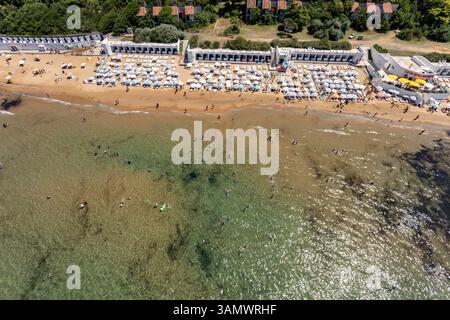 Aerial view of beaches in Kilyos at the Black Sea coast, Istanbul ...