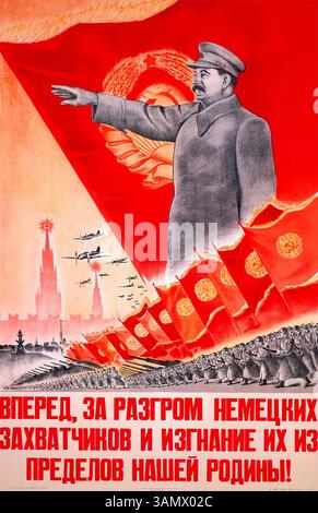 WW2 Soviet Russian propaganda poster referencing historic Russian acts ...