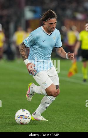 Luca Pellegrini of SS Lazio in action during the Pre-Season friendly match between US Avellino ...