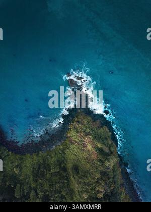 Aerial view of Galgibagh beach at sunset along the coastline, south Goa ...
