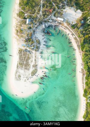 Aerial View of Nungwi Beach with Turquoise Waters and White Sand in ...