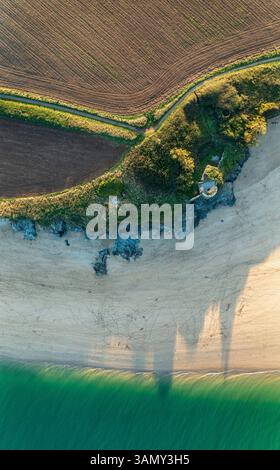 An Aerial view of a Battery Beach in Sao Tome and Principe, Equator ...