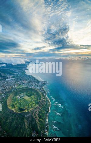 Aerial View of Diamond Head Crater and Honolulu Stock Photo - Alamy
