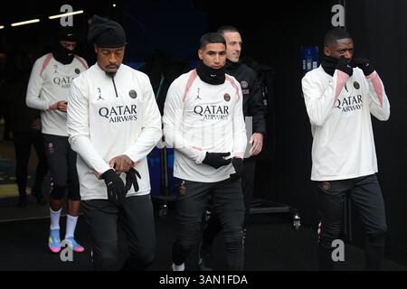 left to right Ousmane DEMBELE (PSG), Doue Desire (PSG) after the game ...