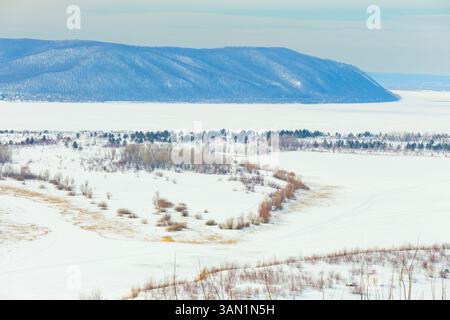 View from the helipad on a frosty day between Samara and Tolyatti in ...