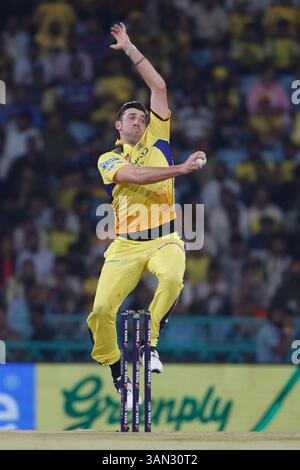 Chennai Super Kings' Jamie Overton fields during the Indian Premier ...