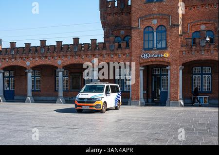 Statieplein or railway station square of the city of Aalst, East ...