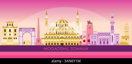Outline Skyline panorama of city of Mogadishu, Somalia - vector ...