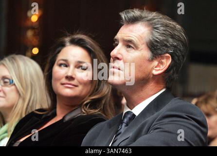 Pierce Brosnan, right, and wife Keely Shaye Brosnan attend the world ...