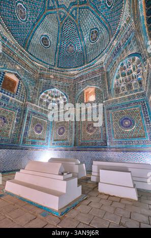 The simple tomb and complex, tiled dome of Shodi Mulk Oko mausoleum. At ...