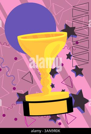 Trophy Cup geometrical graphic retro theme background. Minimal ...