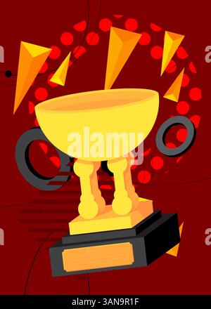 Trophy Cup geometrical graphic retro theme background. Minimal ...