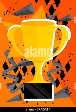 Trophy Cup geometrical graphic retro theme background. Minimal ...