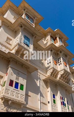 Old historic haveli balconies, Rajasthan, Nawalgarh, India Stock Photo ...
