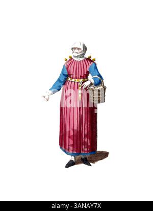 Historical clothing, fashion history, an old costume of a Frisian ...