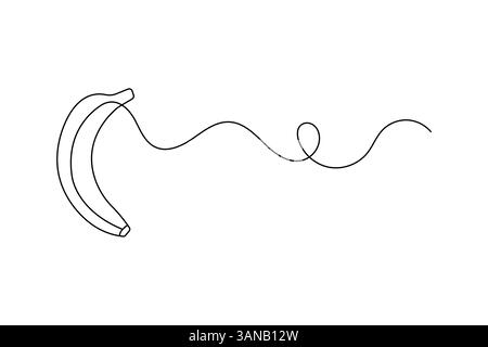 Banana continuous single line art and isolated outline vector ...