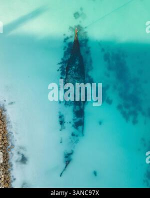 Aerial view of coogee beach with the omeo wreck and turquoise water ...