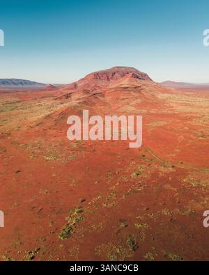 Aerial view of Mount Bruce in outback landscape, Pilbara, Karijini ...