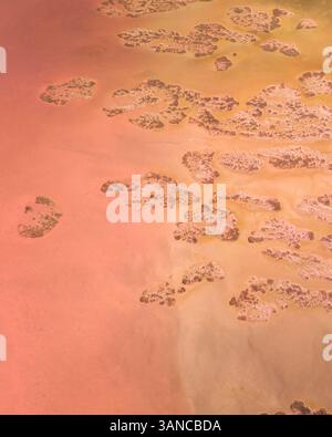 An aerial view of Hutt Lagoon, a beautiful body of water located in ...