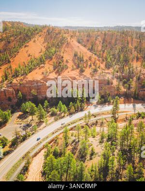 Aerial view of the Red Canyon Arches along Utah State Route 12, Utah ...