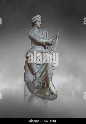 Roman statue of Terpsicore depicting the goddess seated playing a ...