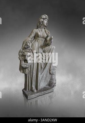 Roman statue of Melpomene ancient Greek muse, depicted holding a sword ...