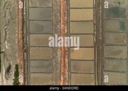 Aerial view of Sambhar Bhagat Singh Salt Pan, coloured salt lake in ...