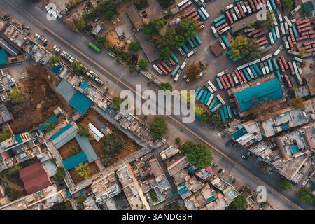 Aerial view of Gurugram bus station near the city of New Delhi in ...