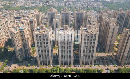 Aerial view of multistoreys buildings of ATS society in day light ...