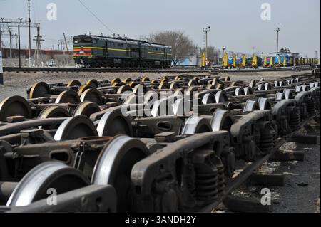 Railway wheel. The running gear for locomotives is on the rails Stock ...