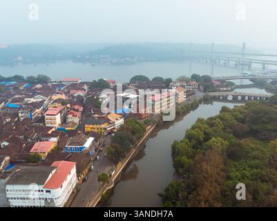 Aerial view of Altinho neighbourhood in old quarter Panjim in central ...