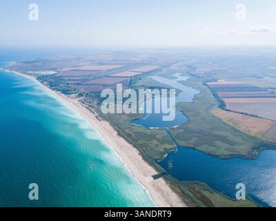 Aerial view of Shabla Lake and Black Sea Coast, Ezerets, Bulgaria Stock ...