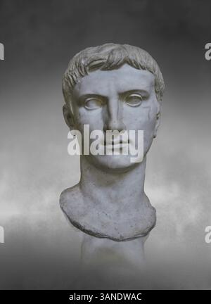 Roman statue head of Augustus seated from dynastic cycle statues ...