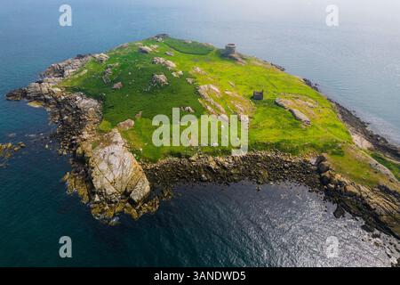 Aerial Drone View of Dalkey Island in the Sea, Dublin Region, Ireland ...